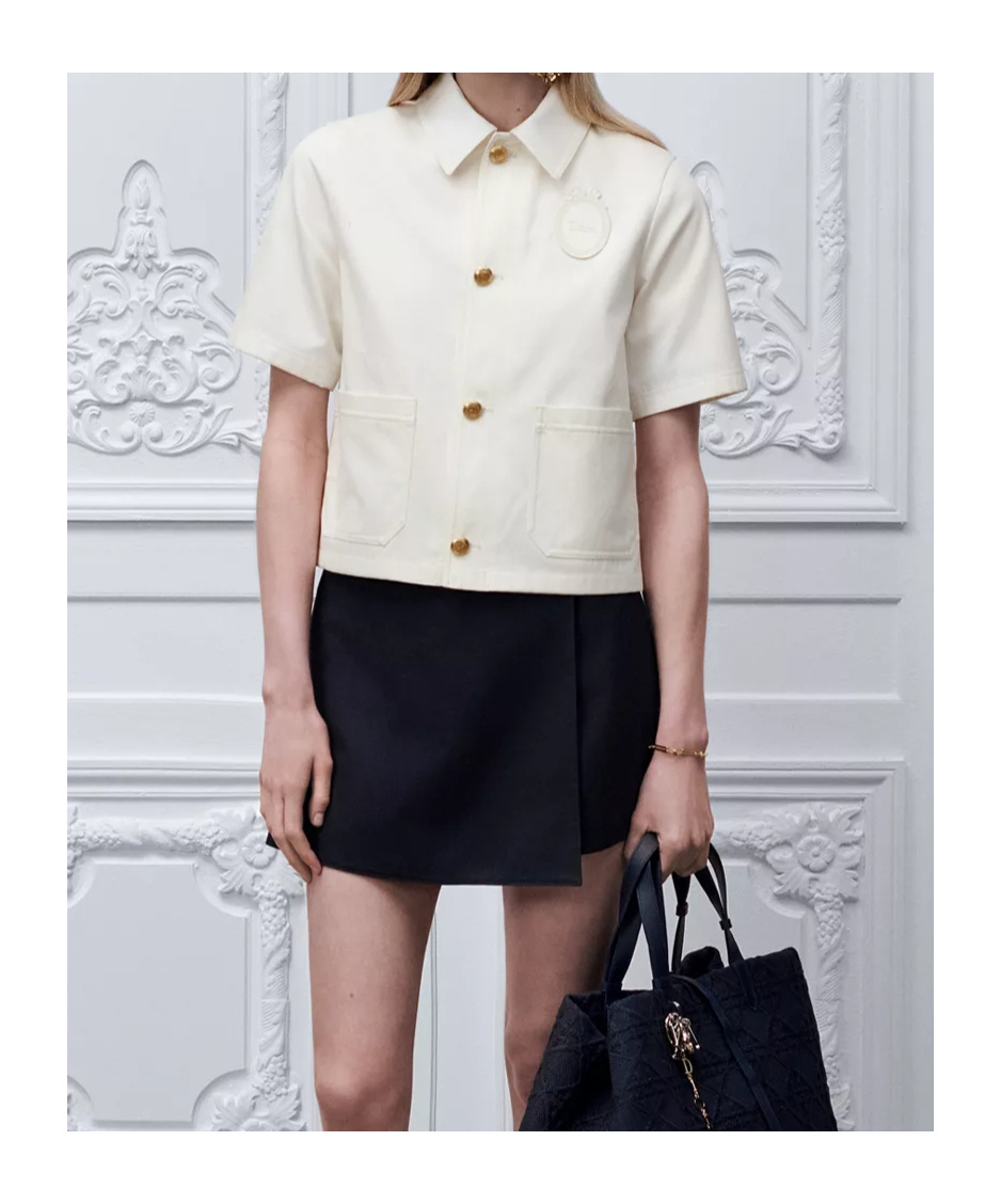 DIOR Dior Short-Sleeved Cropped Jacket with Médaillon Buttons